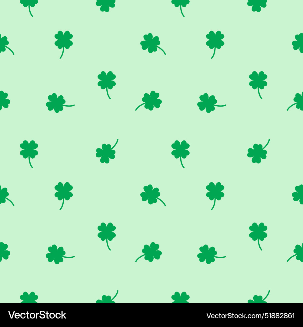 Lucky four leaf green clovers seamless pattern Vector Image