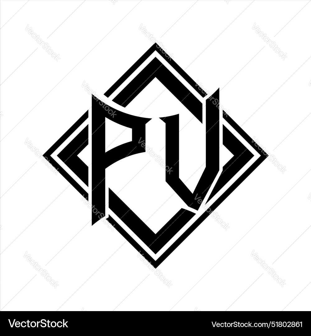 Pv letter logo with abstract shield shape Vector Image