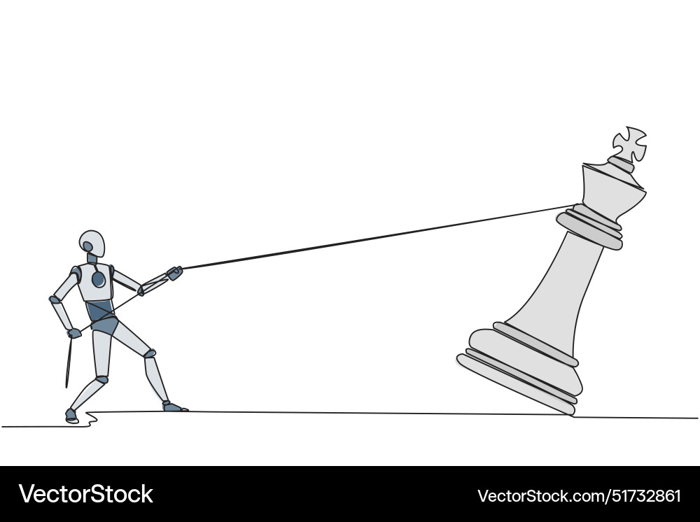 Single continuous line drawing robotic future Vector Image