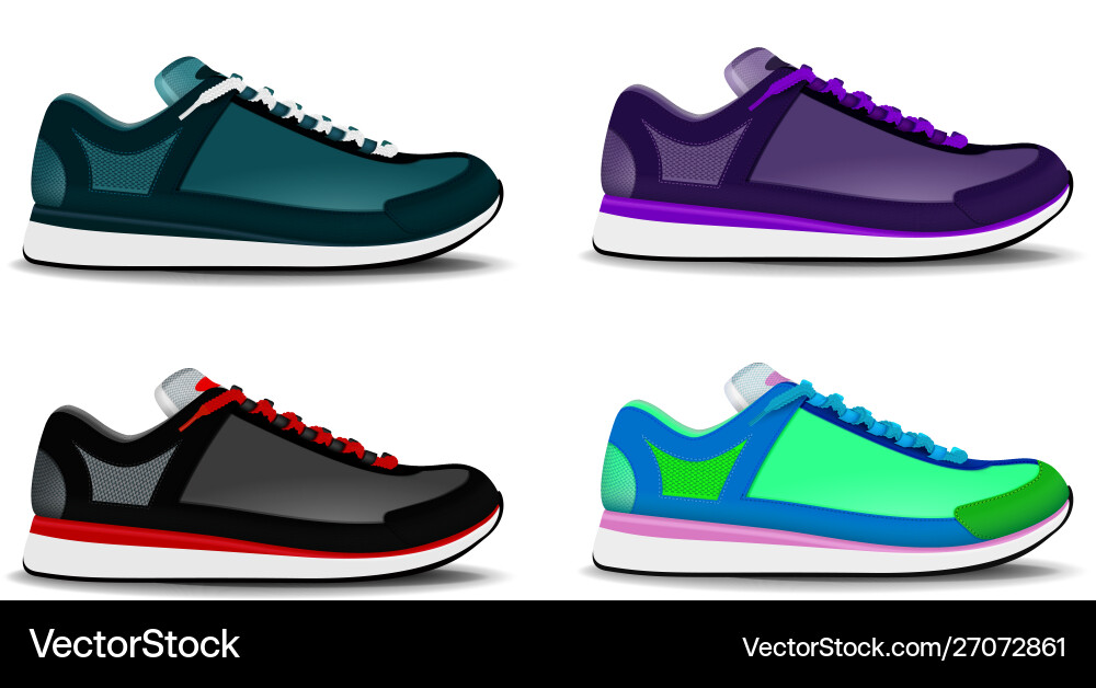 Sneakers shoes realistic set Royalty Free Vector Image