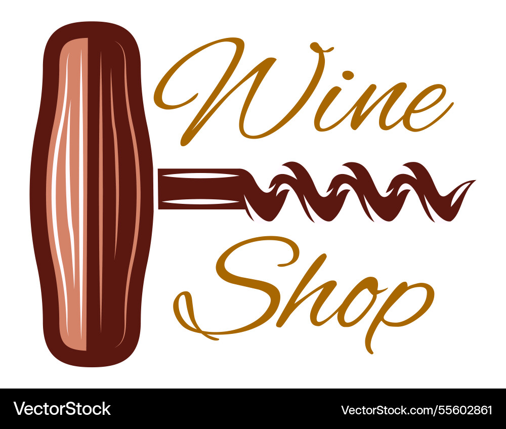 Stylish cursive text wine shop paired Royalty Free Vector