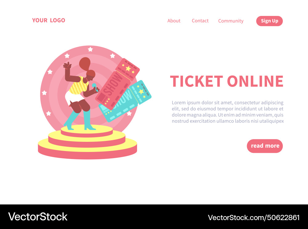Tickets online landing page Royalty Free Vector Image