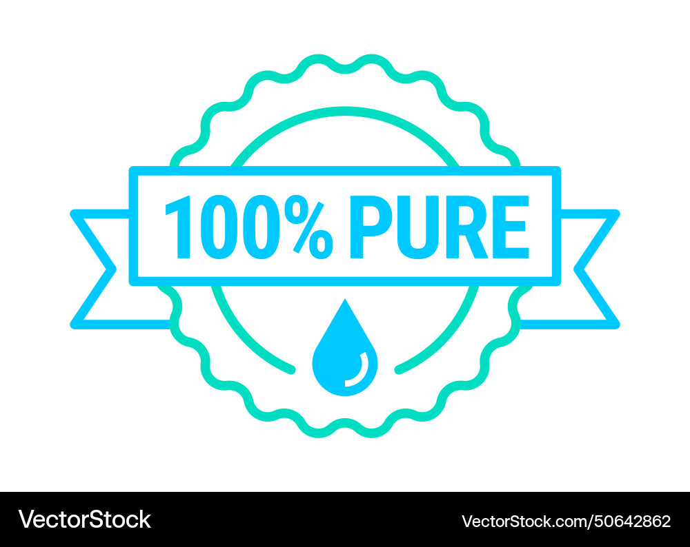 100 percent pure label sticker badge stamp icon Vector Image