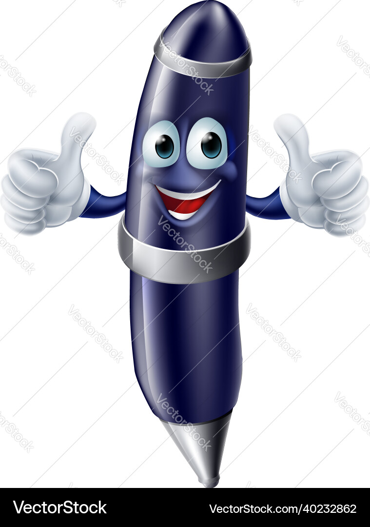 Cartoon pen mascot Royalty Free Vector Image - VectorStock