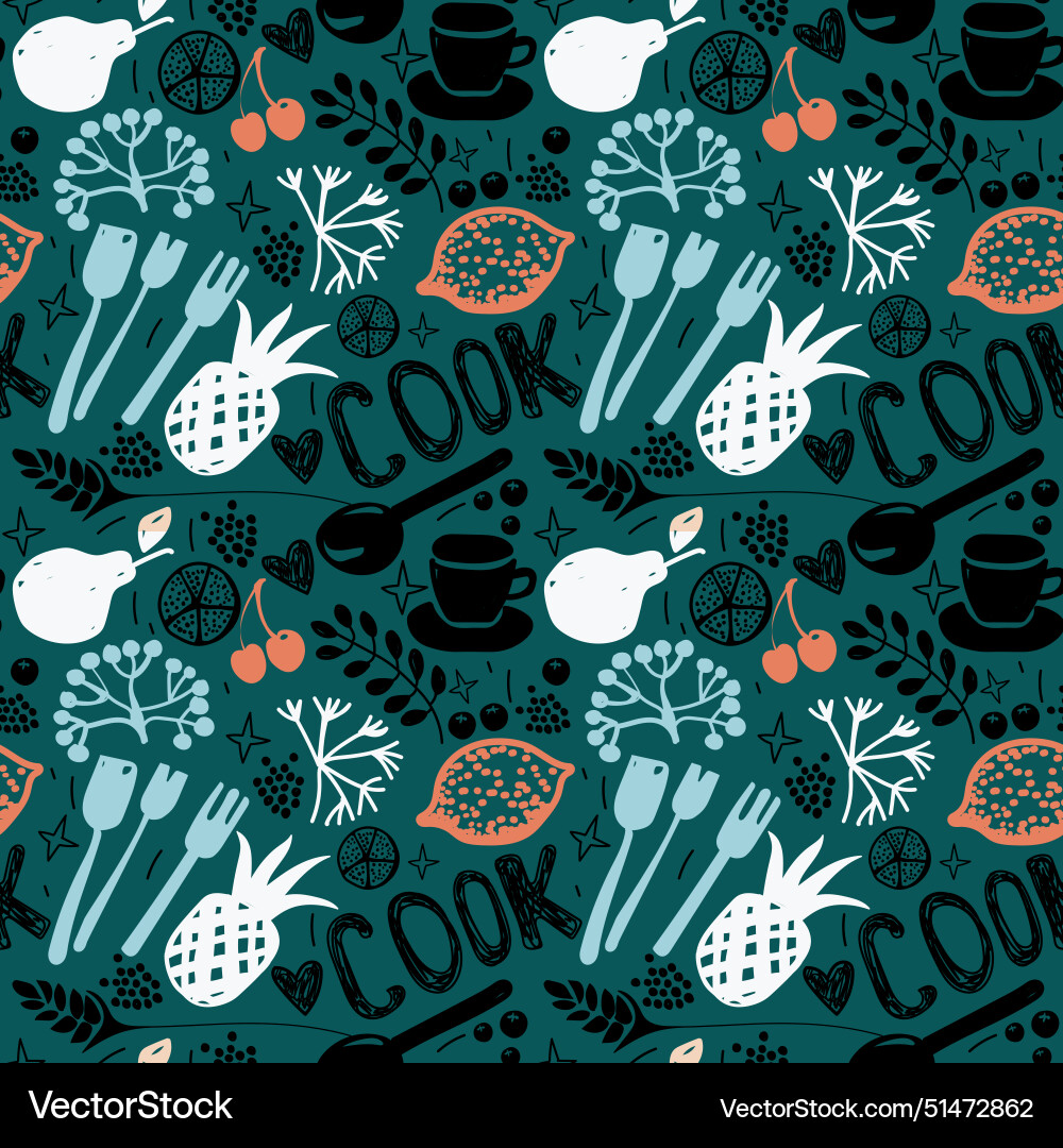 Food and drink cook seamless pattern doodle Vector Image