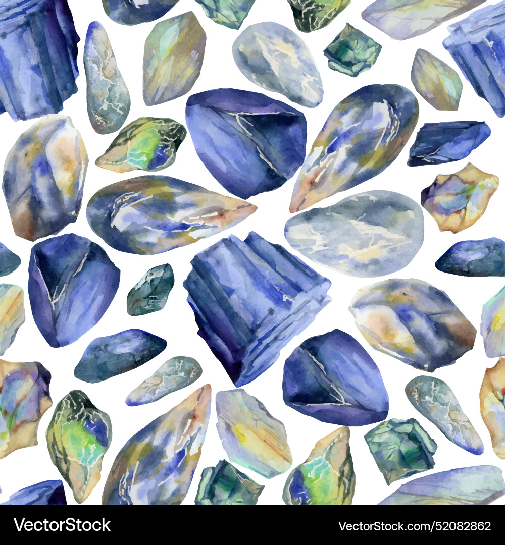 Hand drawn watercolor precious jewel gem crystal Vector Image
