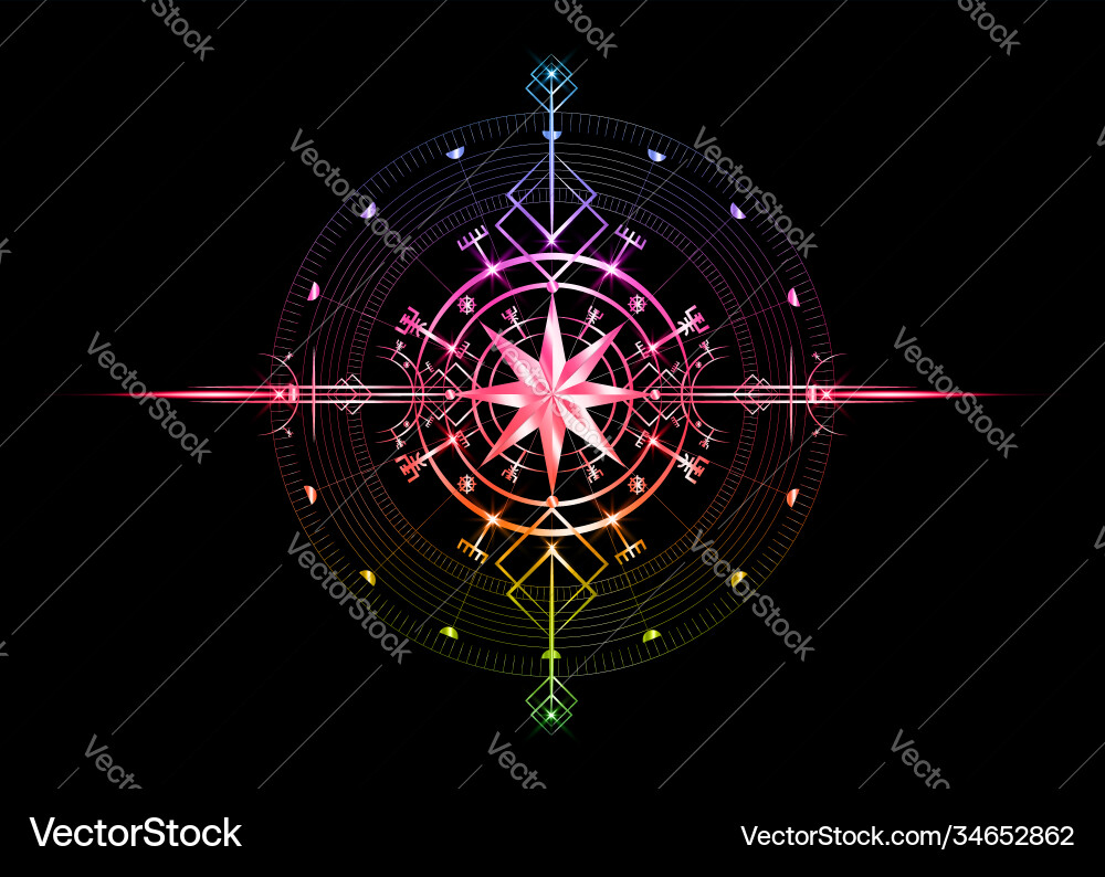 Magic ancient viking colors wind rose navigation Vector Image