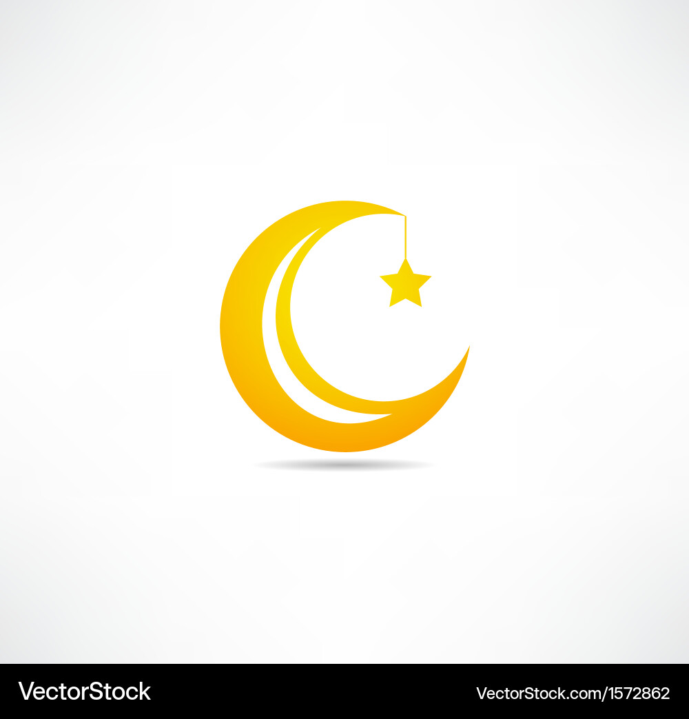 Moon and Star Icon - Crescent Shape Royalty Free Vector