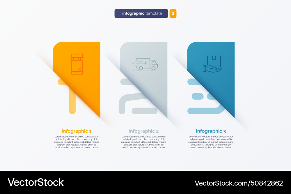 Number infographic template composed of 3 Vector Image
