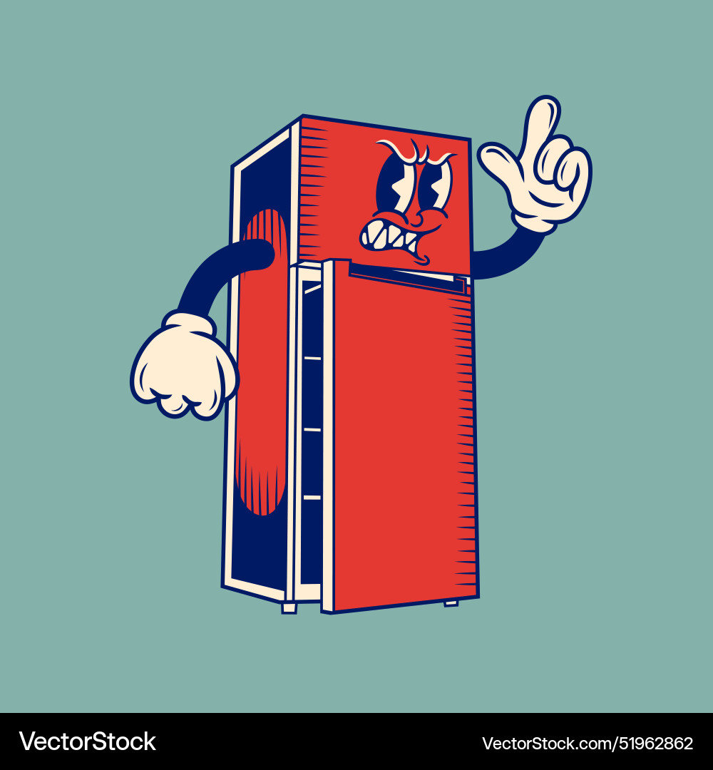 Retro character design of the refrigerator Vector Image