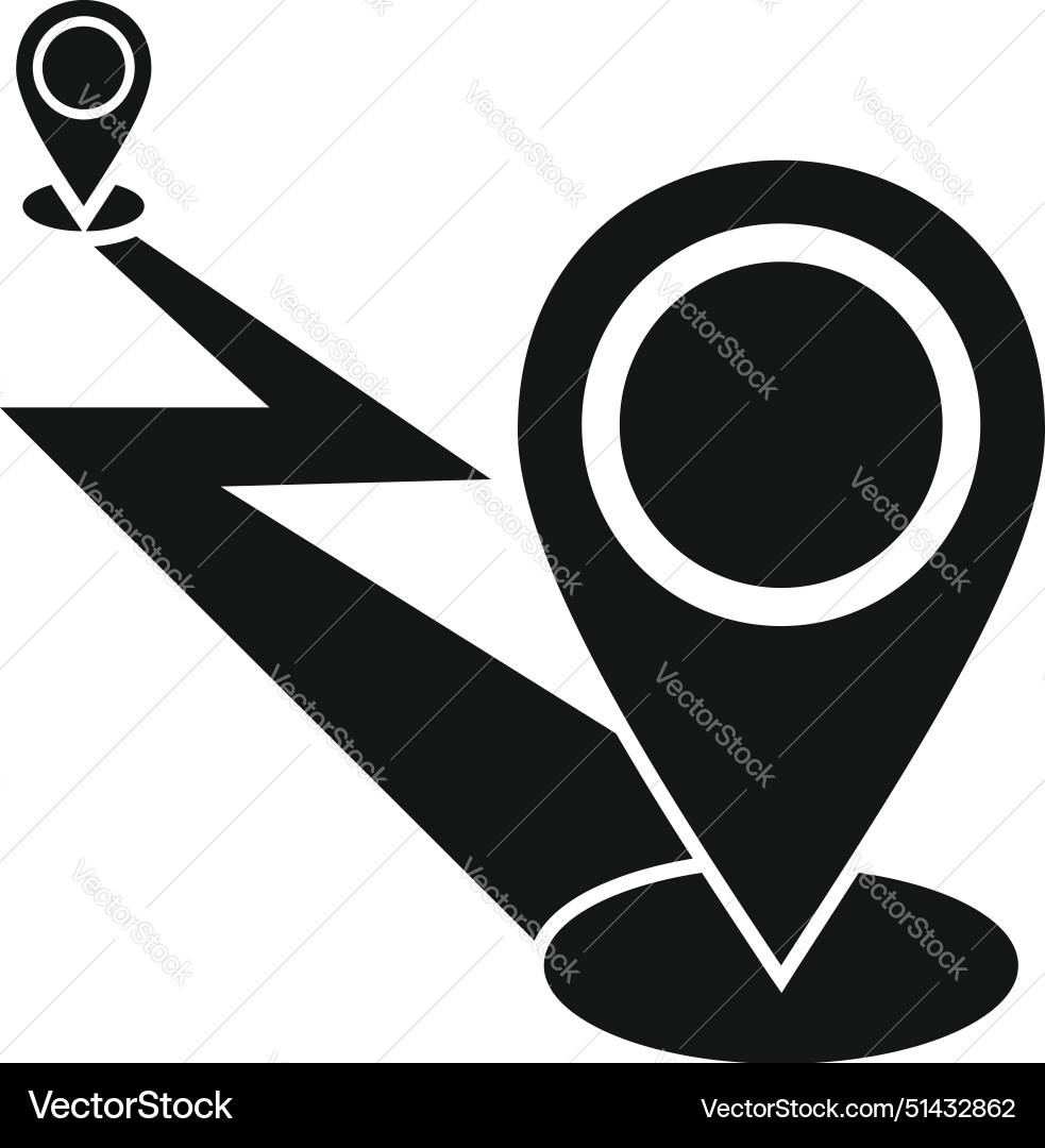 Route indicated by pin markers on a map Royalty Free Vector