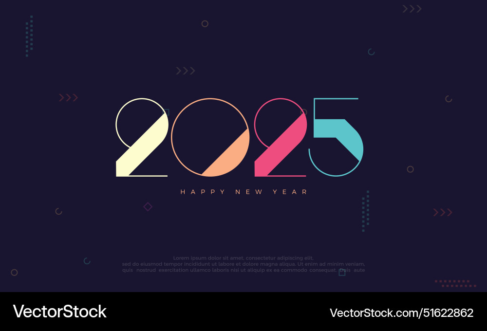 Unique 2025 number design with full color bright Vector Image