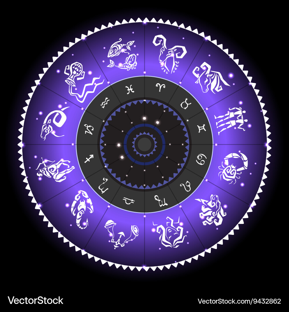 Zodiac circle with horoscope signs Royalty Free Vector Image