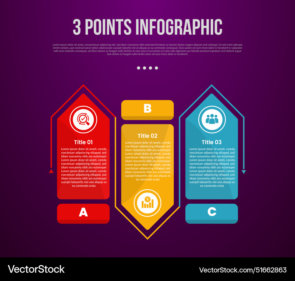 3 points or step process infographic with big Vector Image