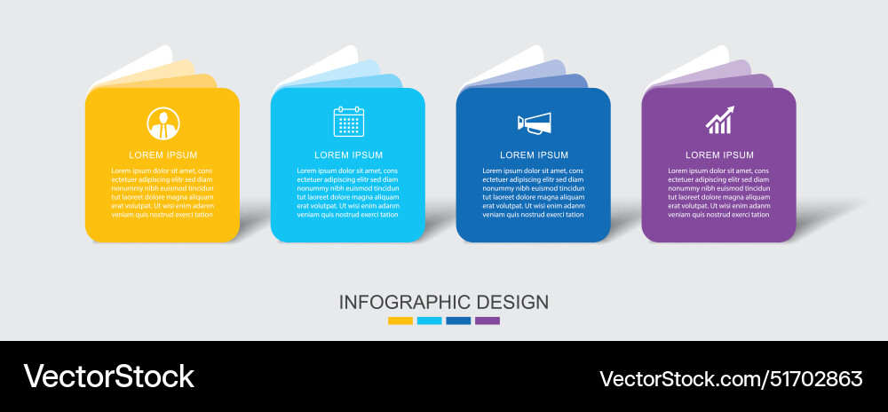 4 data infographics paper book template business Vector Image