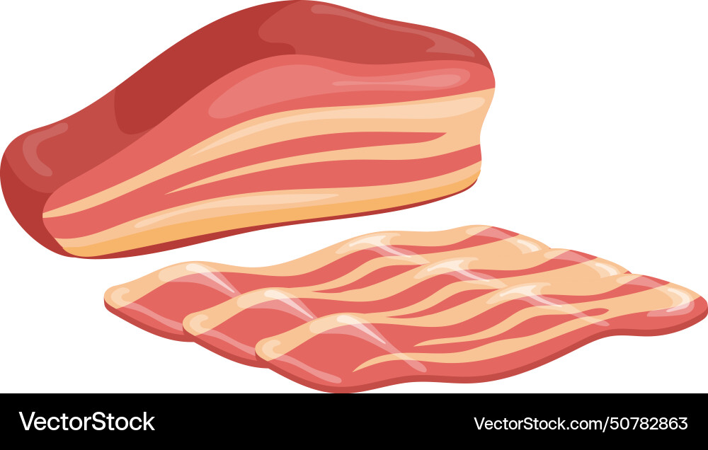 Bacon slice cutted pork meat cooked food Vector Image