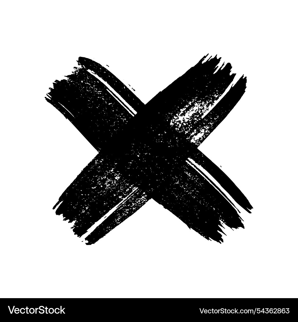 Black brush cross symbol Royalty Free Vector Image
