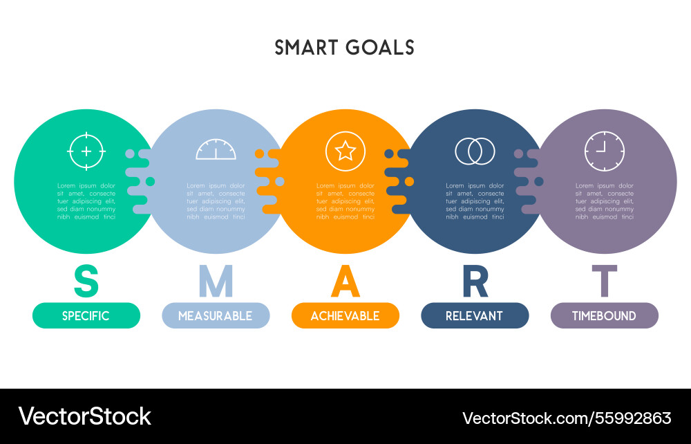 Colorful smart goals infographic Royalty Free Vector Image