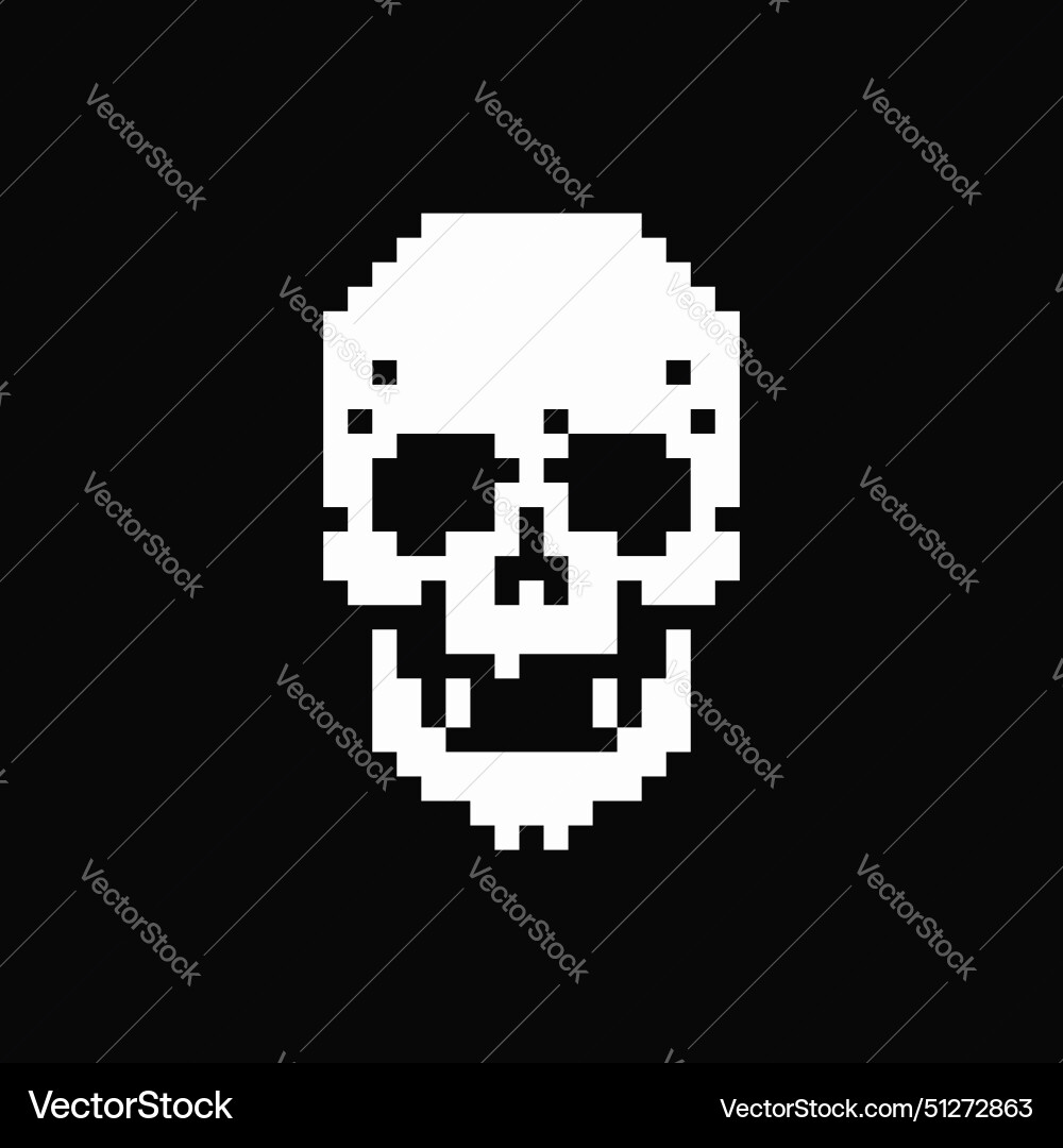 Human skull pixel art icon Royalty Free Vector Image
