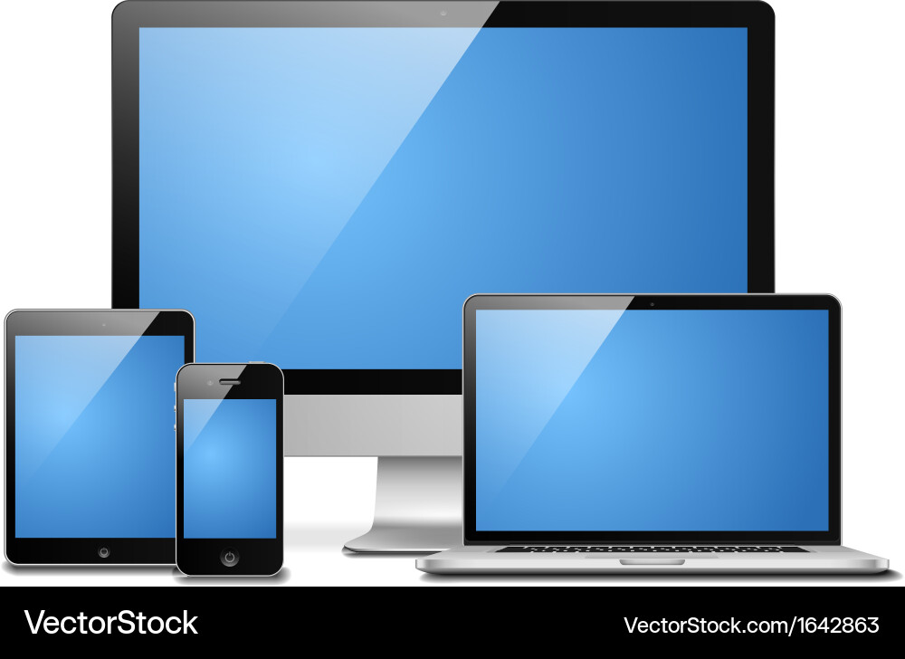 Laptop tablet desktop mobile Royalty Free Vector Image