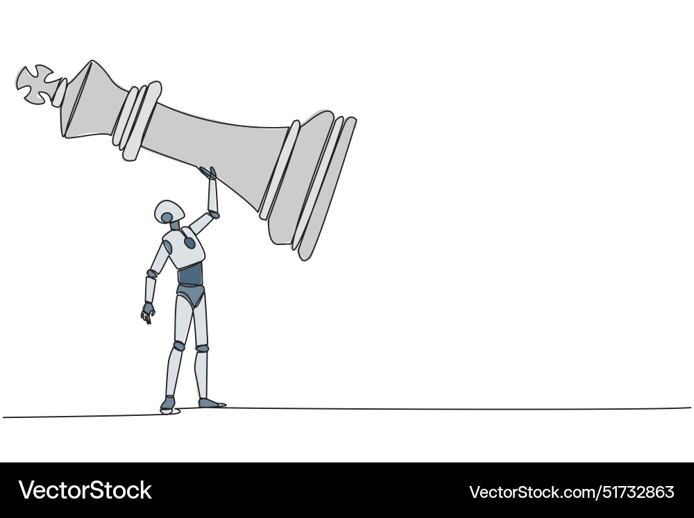 Single one line drawing smart robot future Vector Image