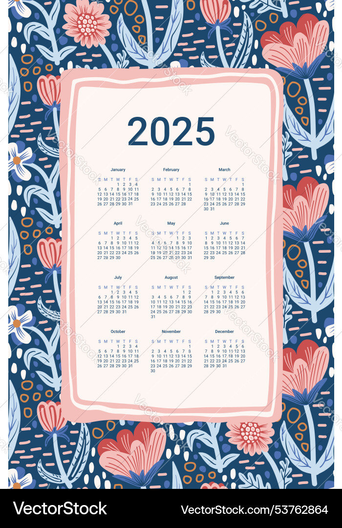 2025 calendar vertical banner template with frame Vector Image