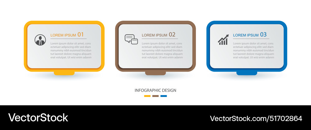 3 data infographics rectangle layout paper Vector Image