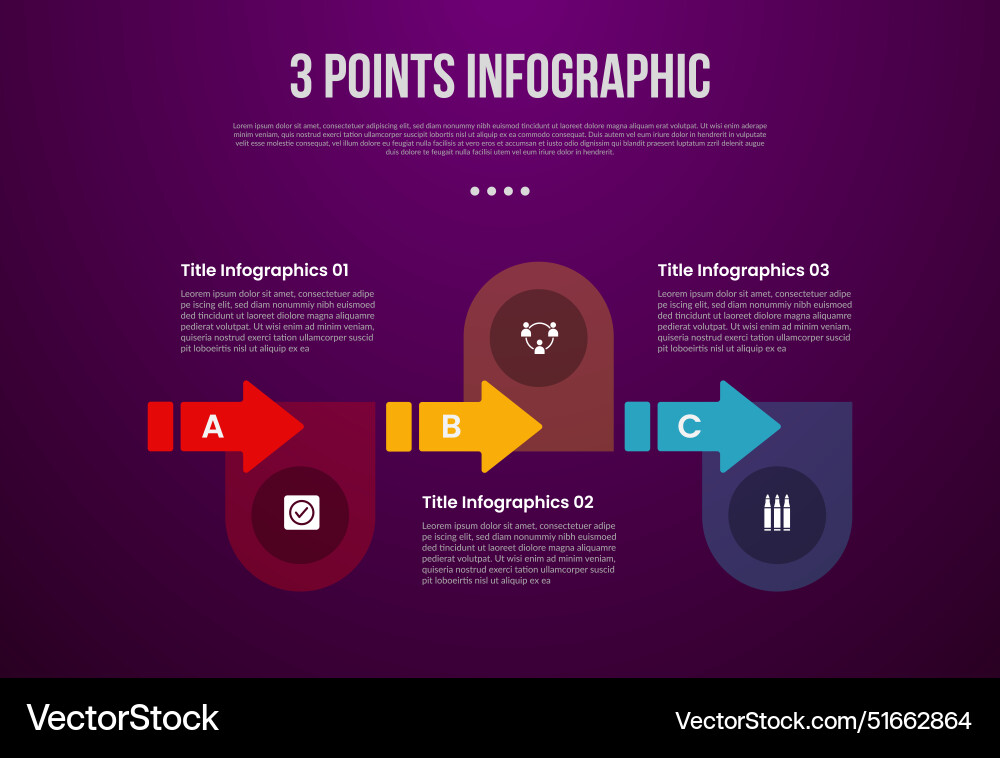 3 points or step process infographic with big Vector Image