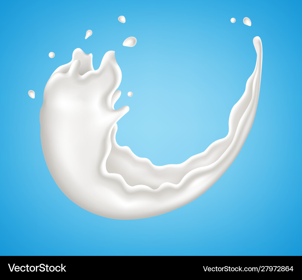 Abstract realistic milk drop with splash isolated Vector Image