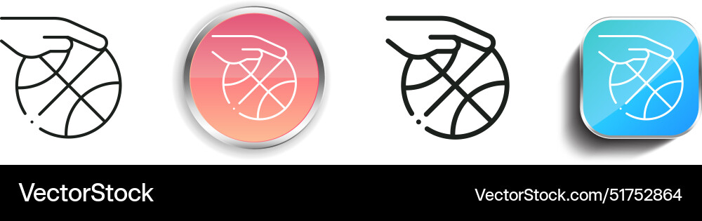 Basketball icon thin linear regular and button Vector Image