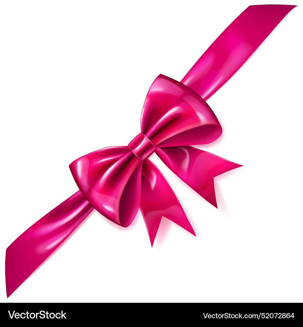 Beautiful big shiny bow with diagonal ribbon Vector Image