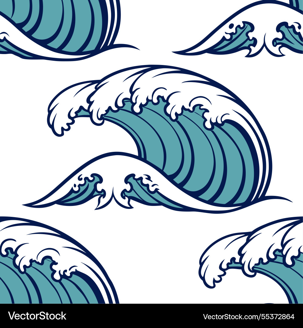 Bold summer waves seamless pattern with vibrant Vector Image