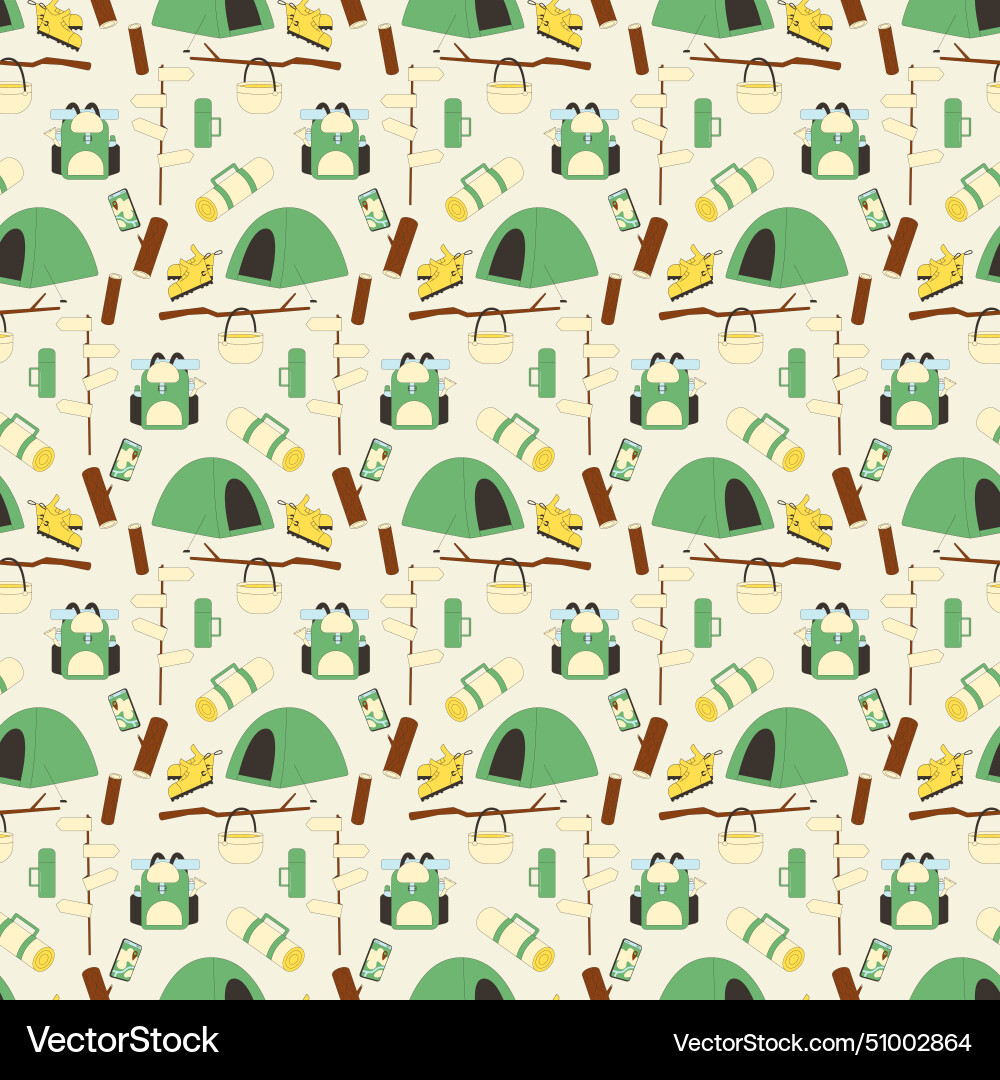 Camping seamless pattern tourism endless Vector Image