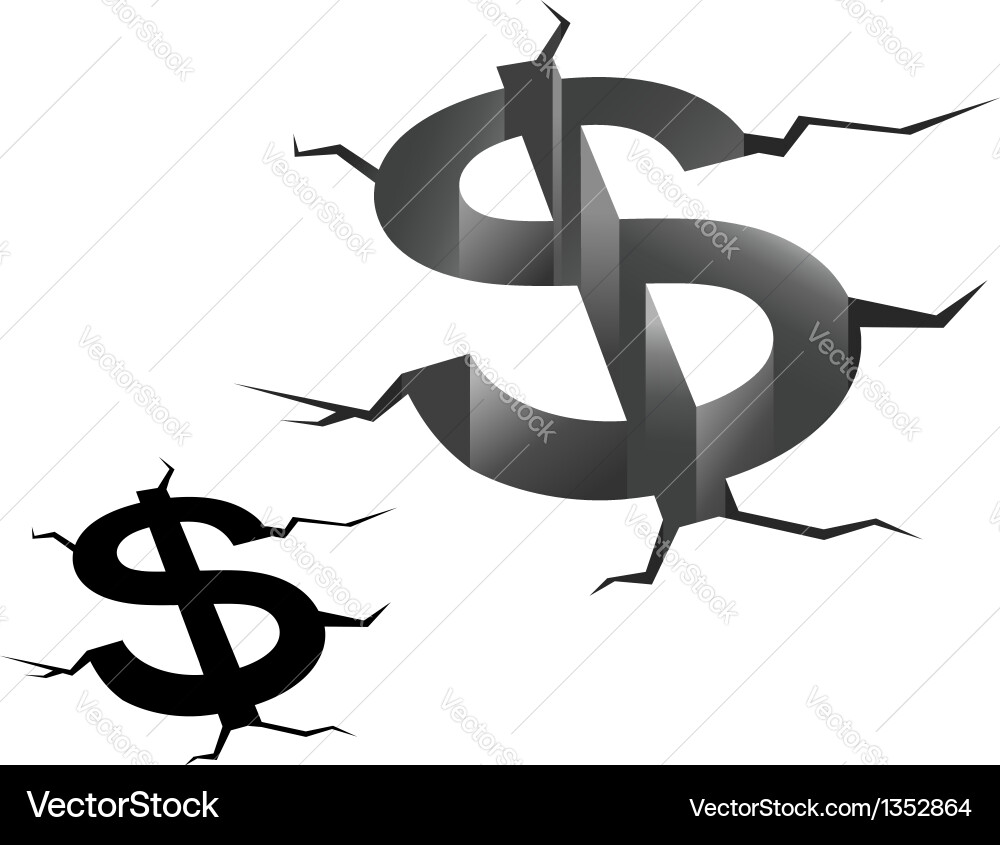 Crash of american dollar Royalty Free Vector Image