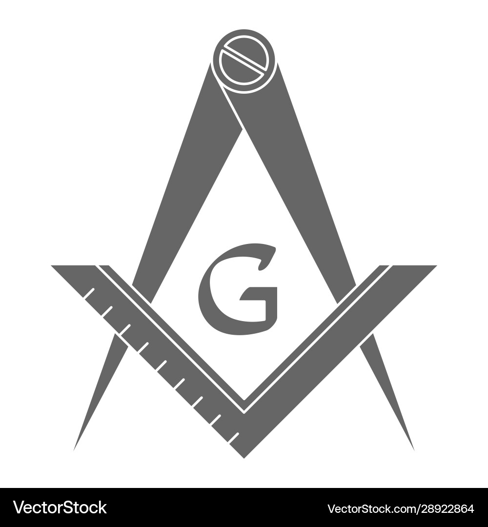 Icon with masonic square and compasses Royalty Free Vector