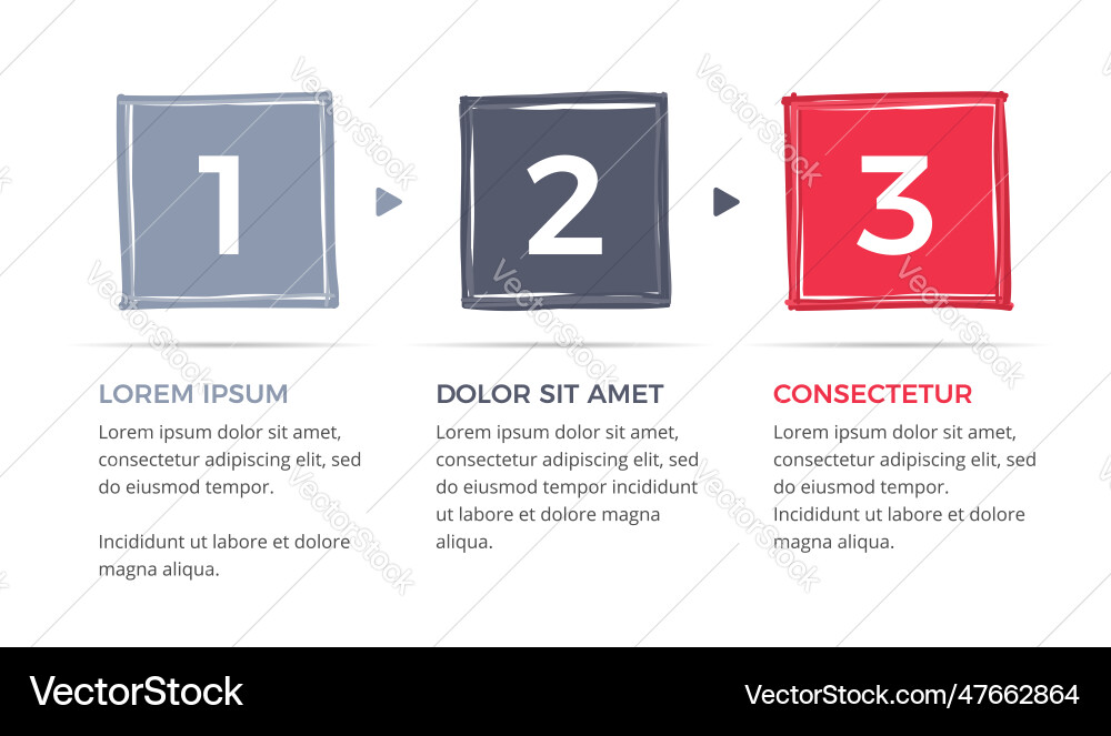 Infographic template with 3 steps Royalty Free Vector Image