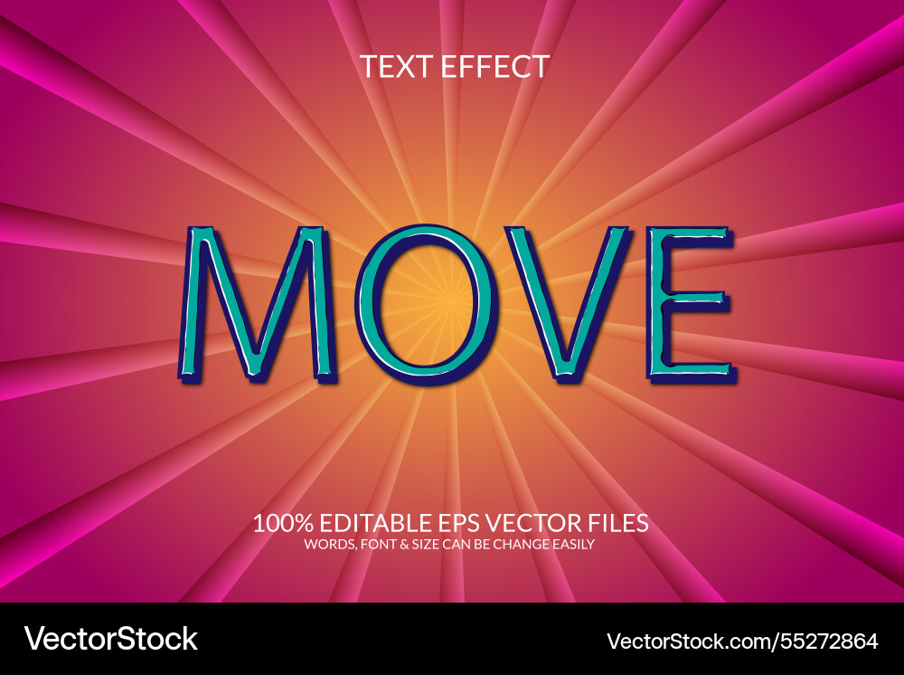 Move half ton 3d text effect Royalty Free Vector Image