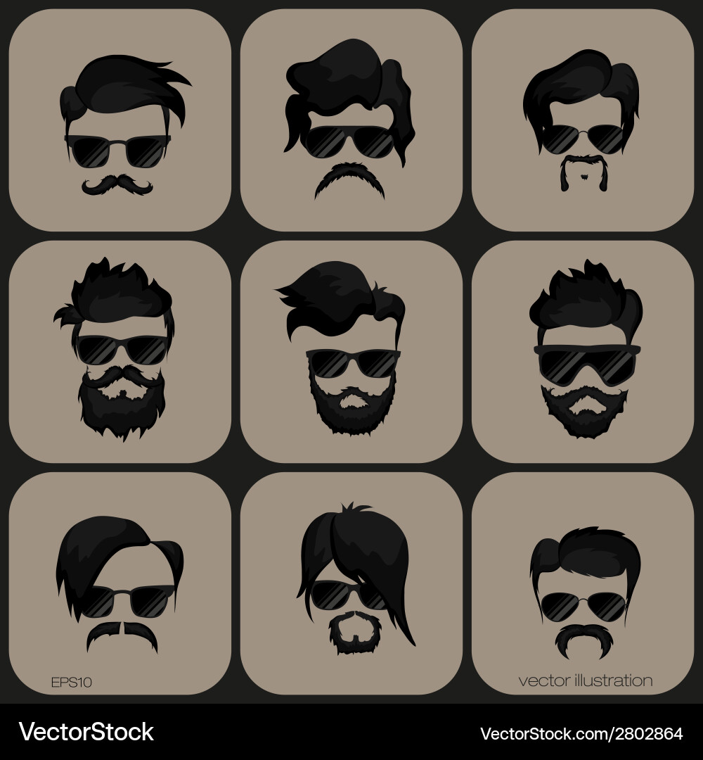 Mustache beard and hairstyle hipster Royalty Free Vector
