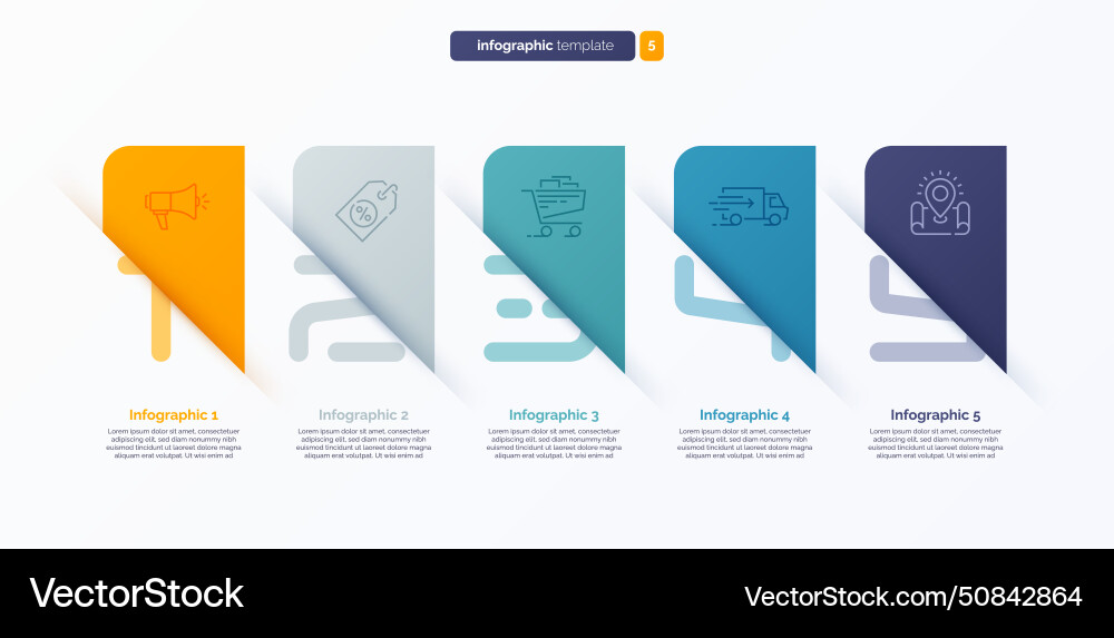 Number infographic template composed of 5 Vector Image