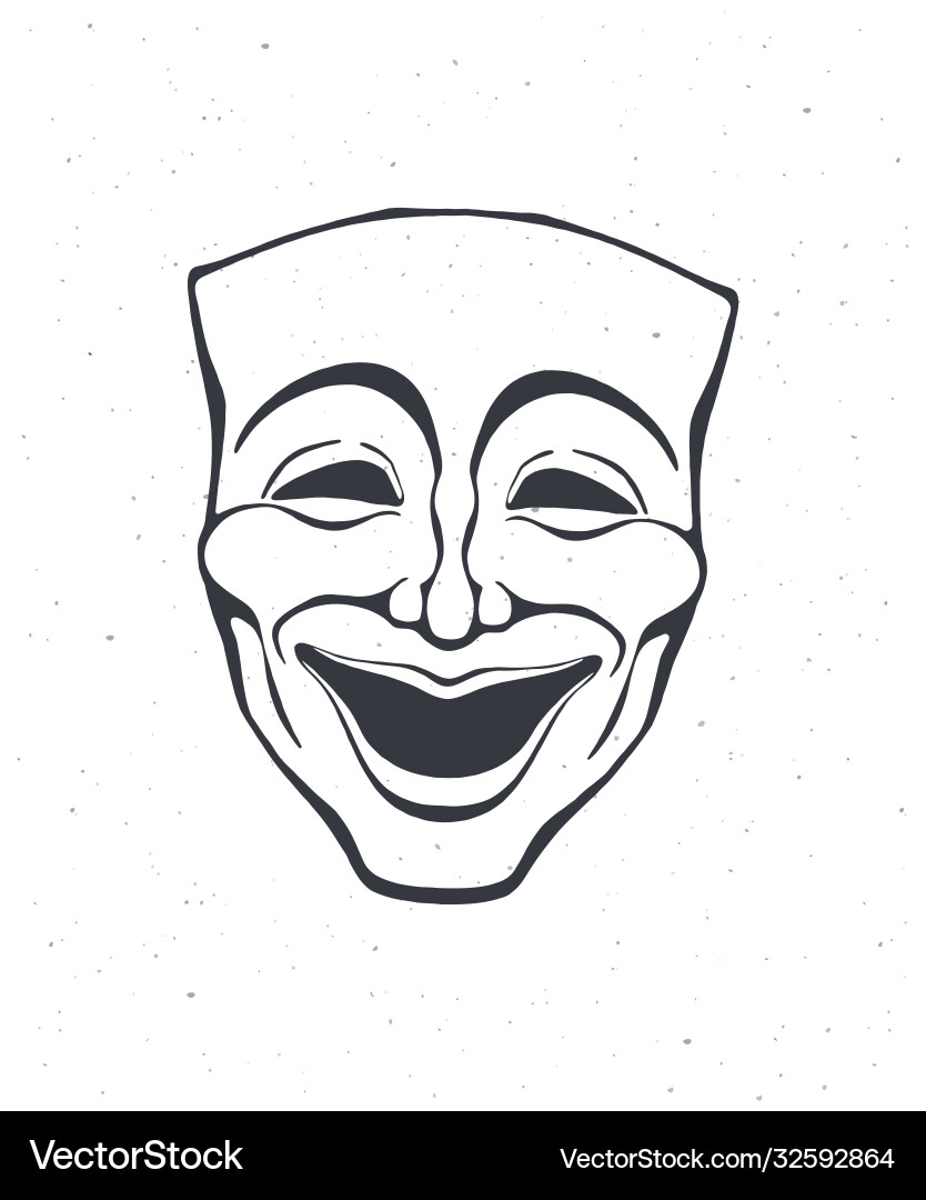 Outline theatrical comedy mask Royalty Free Vector Image