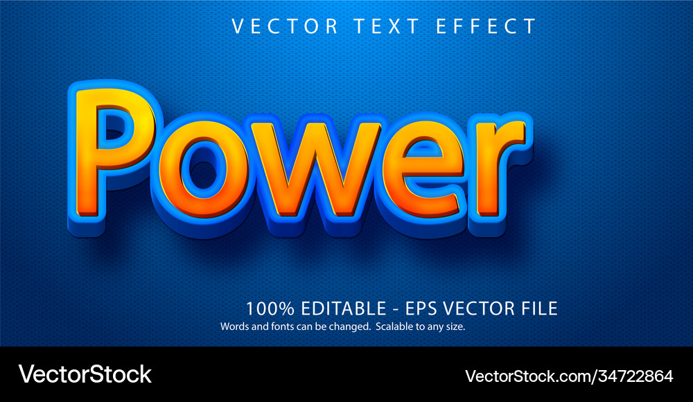 Power text cartoon style editable effect Vector Image