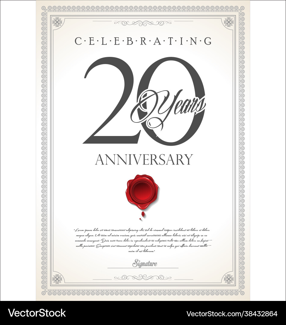 Retro Anniversary Celebration - 20 Years Vector Image