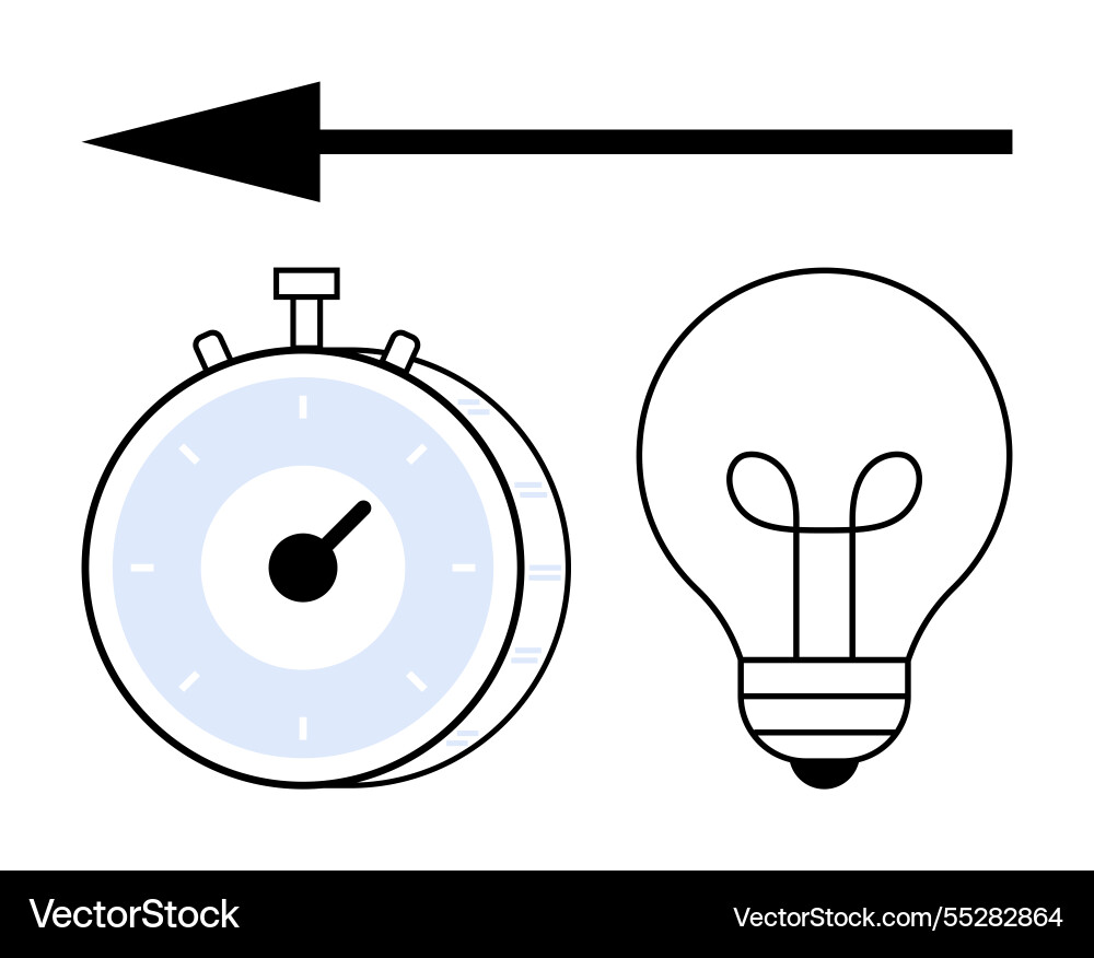 Stopwatch light bulb and arrow representing time Vector Image