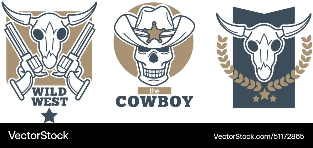 Cowboy themed logo collection Royalty Free Vector Image
