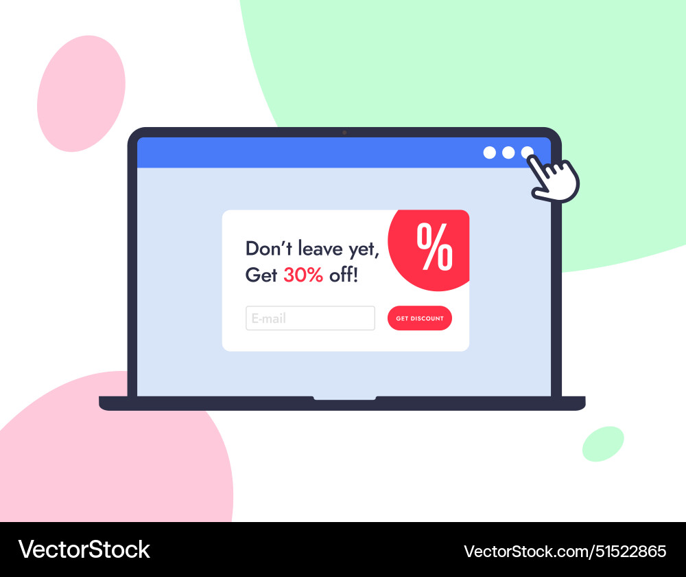 Exit intent popup - digital marketing online Vector Image