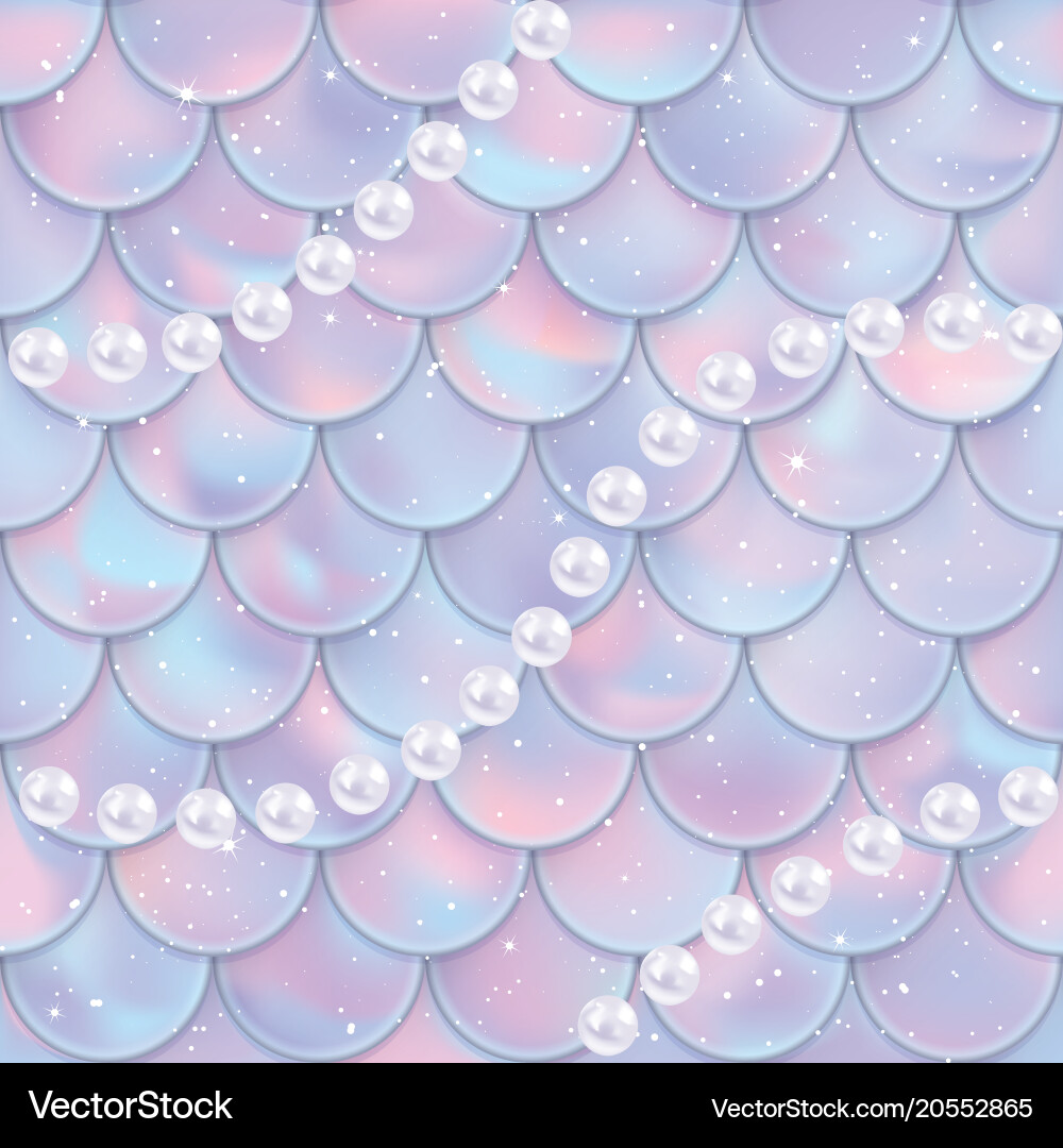 Fish scales and pearls seamless pattern mermaid Vector Image