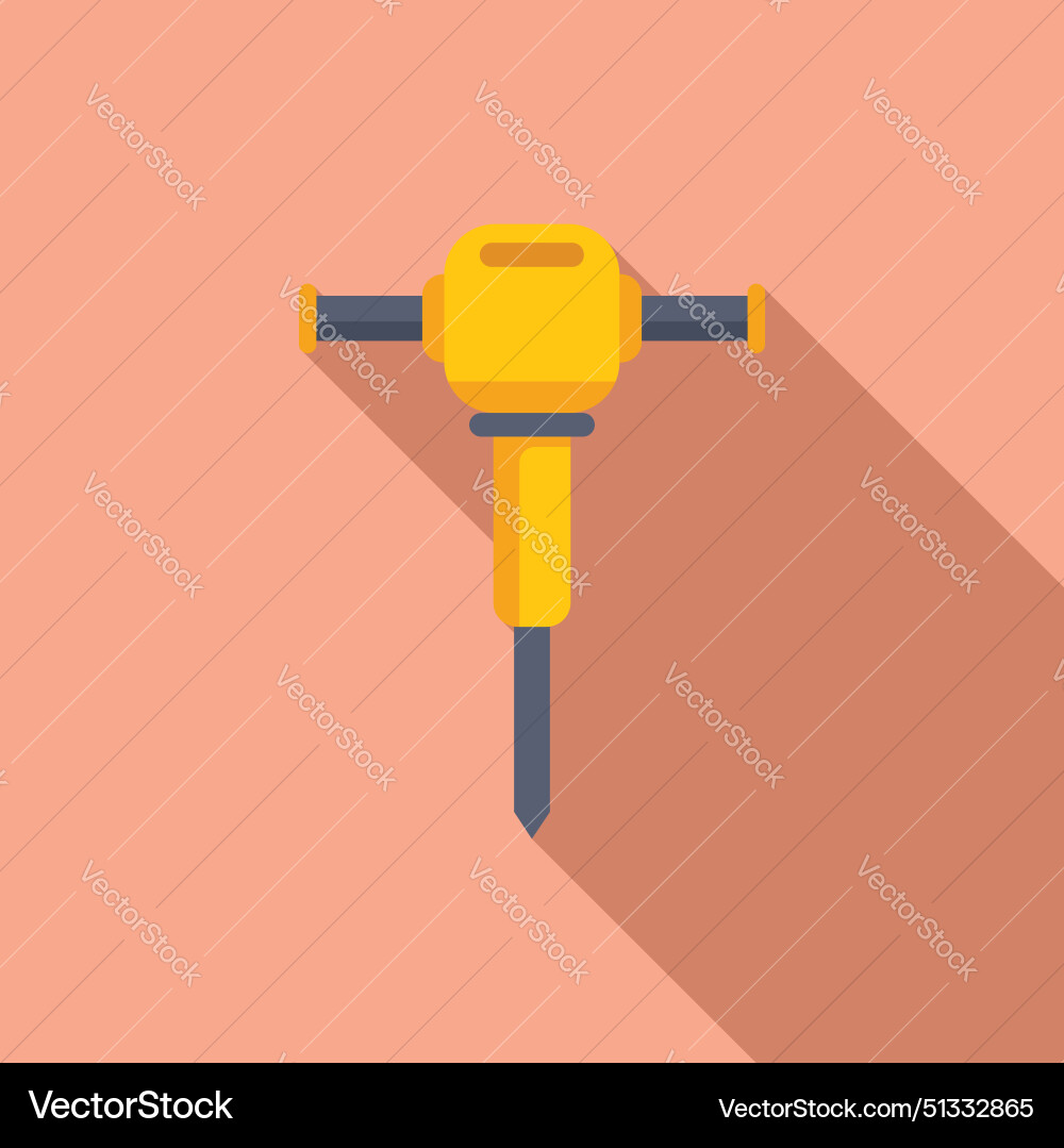 Flat design of yellow jackhammer Royalty Free Vector Image