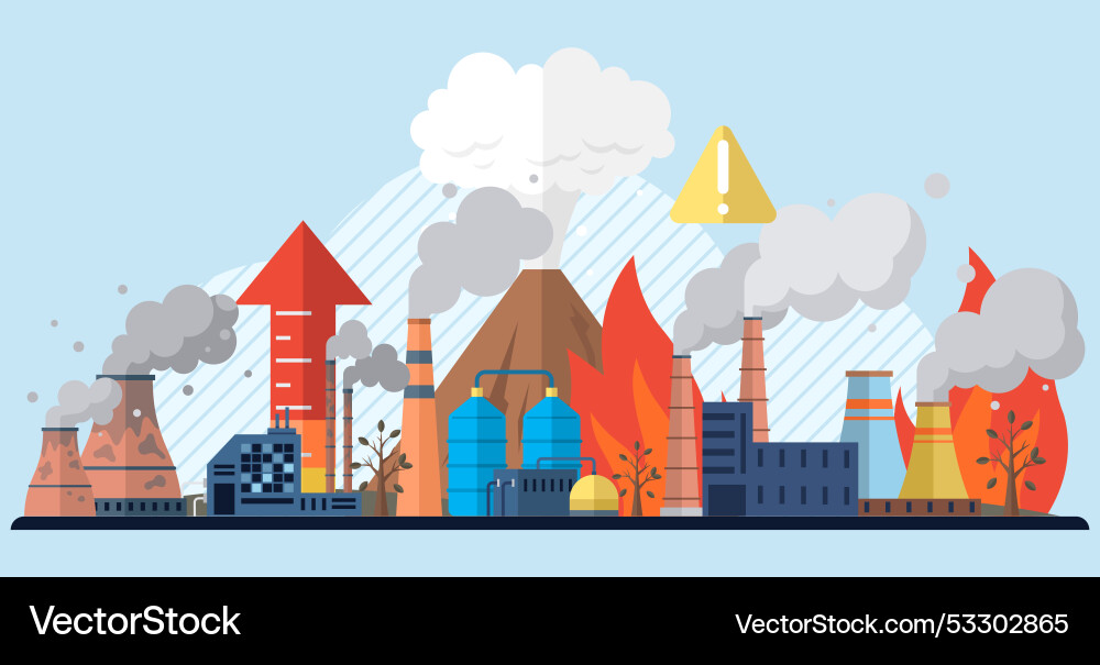 Industrial factories with smoke flames Royalty Free Vector