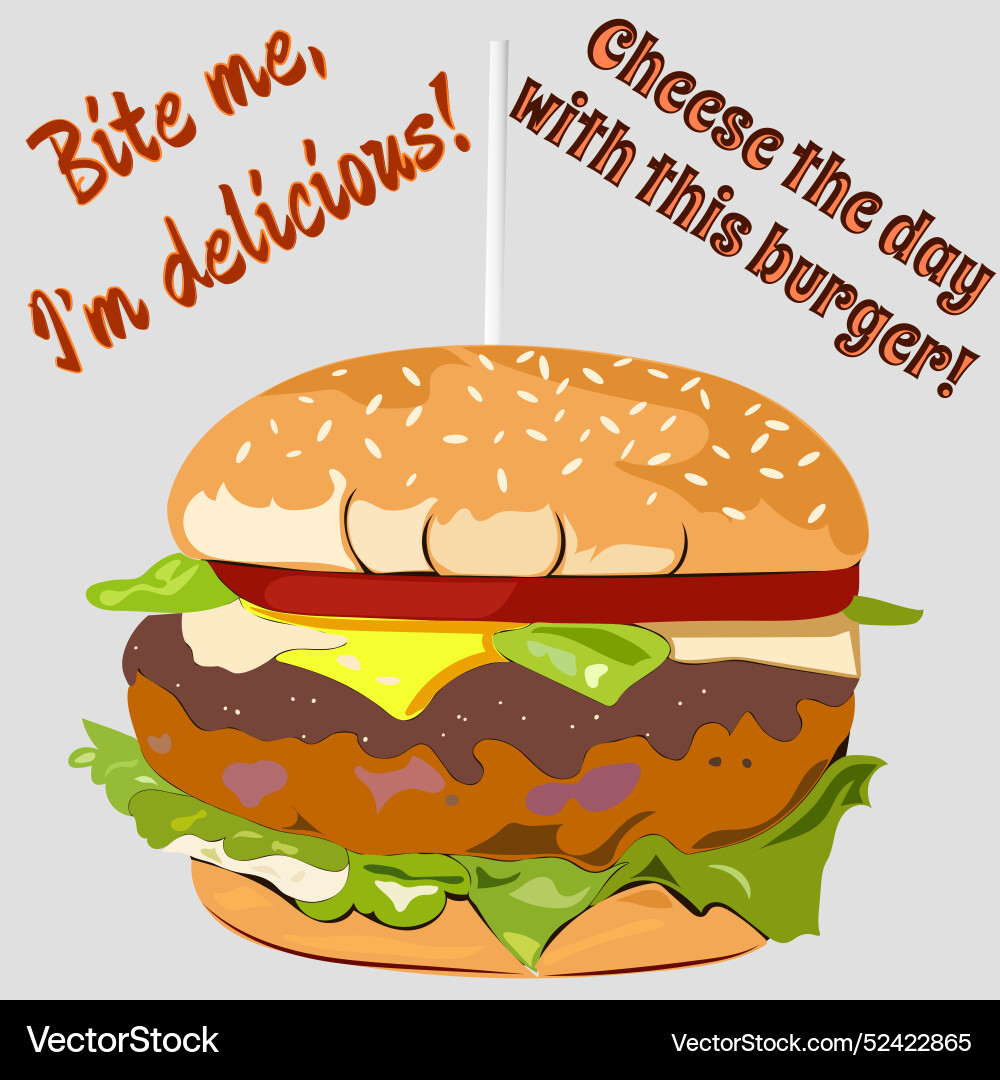 Juicy cheeseburger with fresh toppings Royalty Free Vector