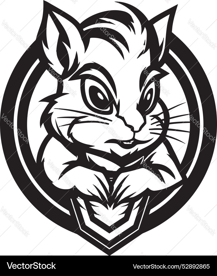 Minimalist chipmunk logo design flat Royalty Free Vector